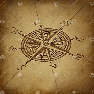 Compass Rose in Perspective with Grunge Texture Stock Illustration ...