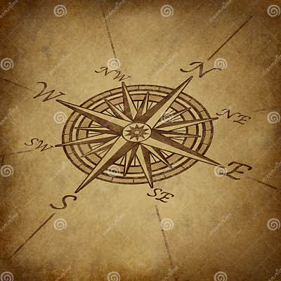 Compass Rose in Perspective with Grunge Texture Stock Illustration ...