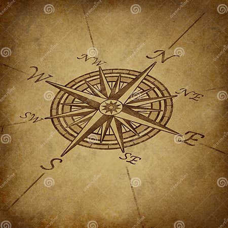 Compass Rose in Perspective with Grunge Texture Stock Illustration ...
