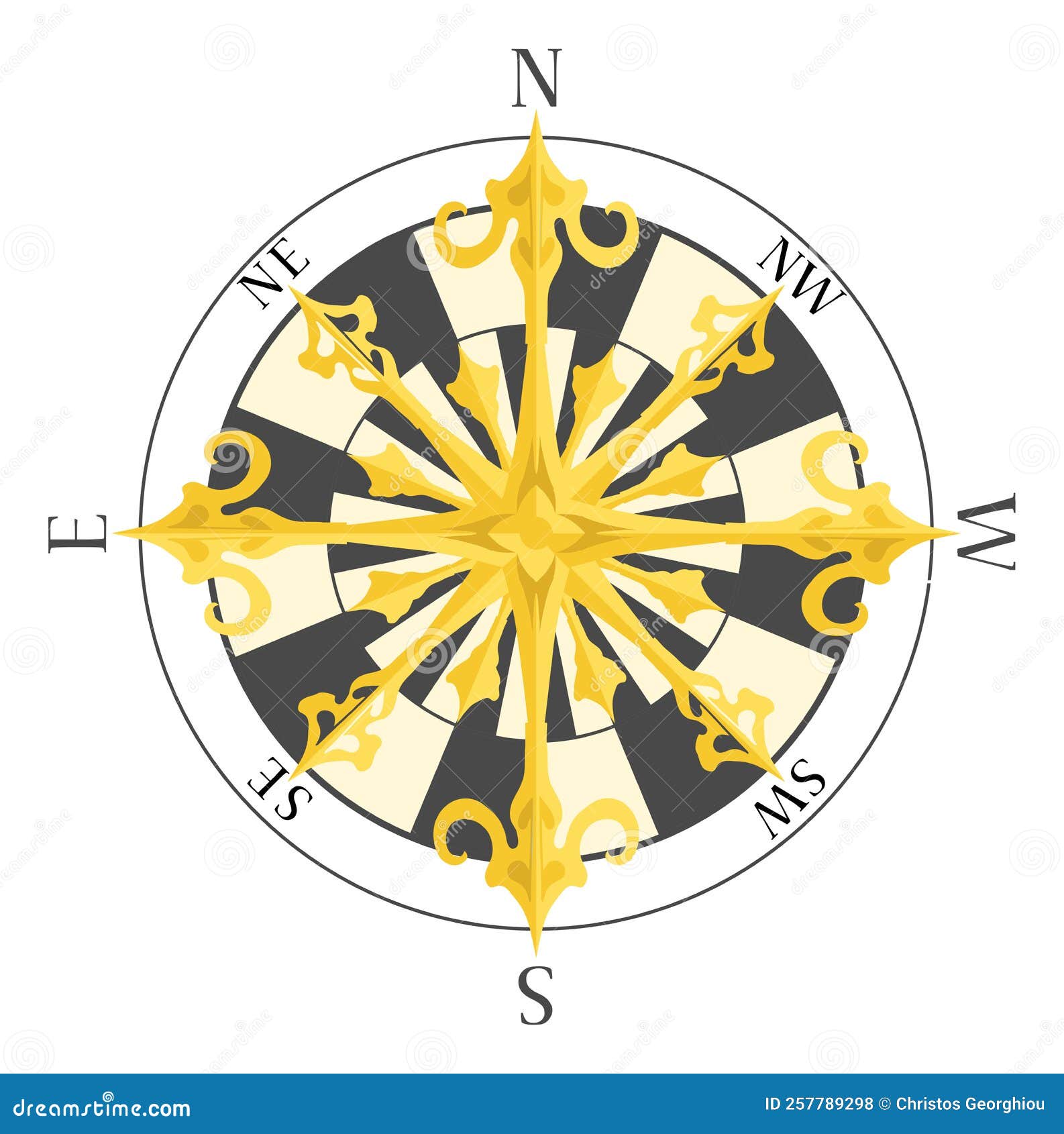 Compass Rose Symbol Icon stock vector. Illustration of arrow - 257789298