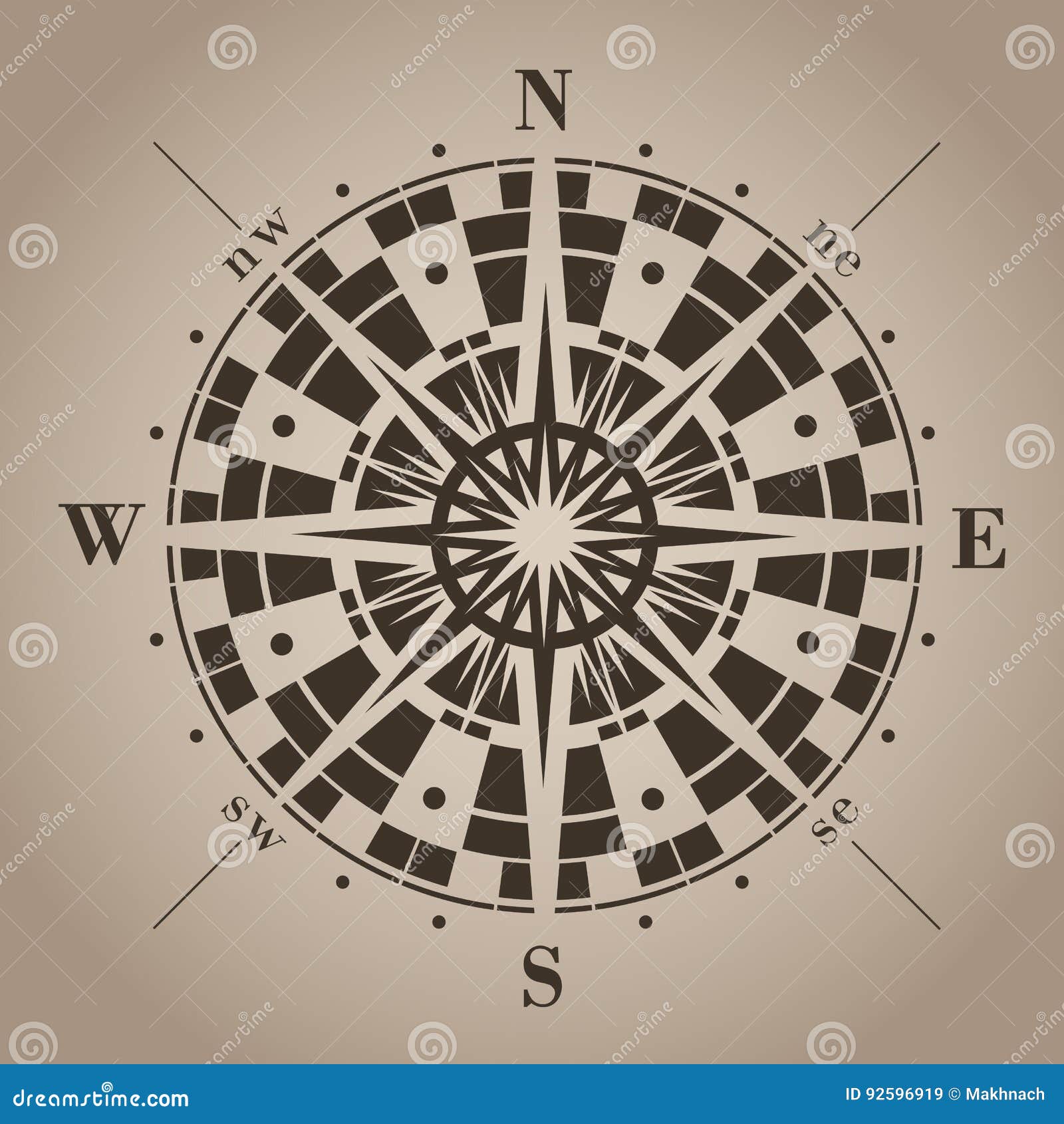 Compass Rose. Vector Illustration. Stock Vector - Illustration of brown ...