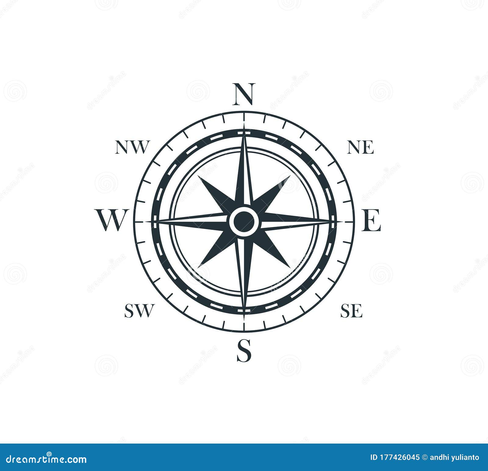 Wind Direction North South West East Icon Simple Flat Style Vector ...