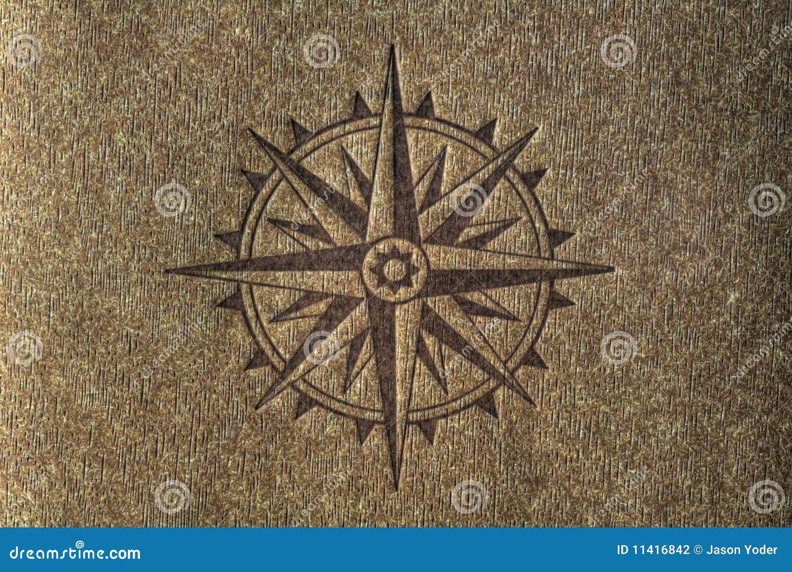 Compass Rose on Wood Texture Stock Illustration - Illustration of ...