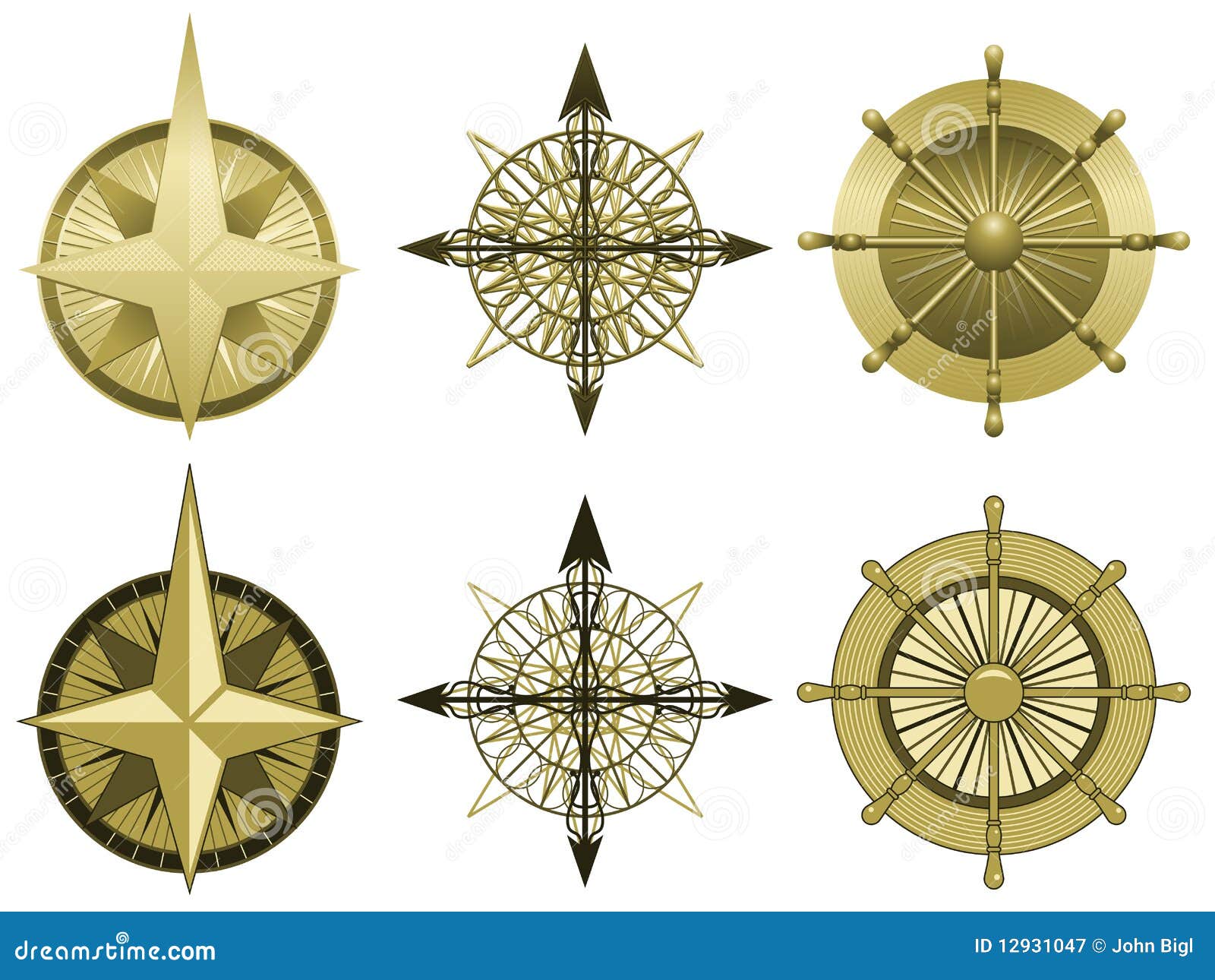 Compass roses stock vector. Illustration of brass, star - 12931047