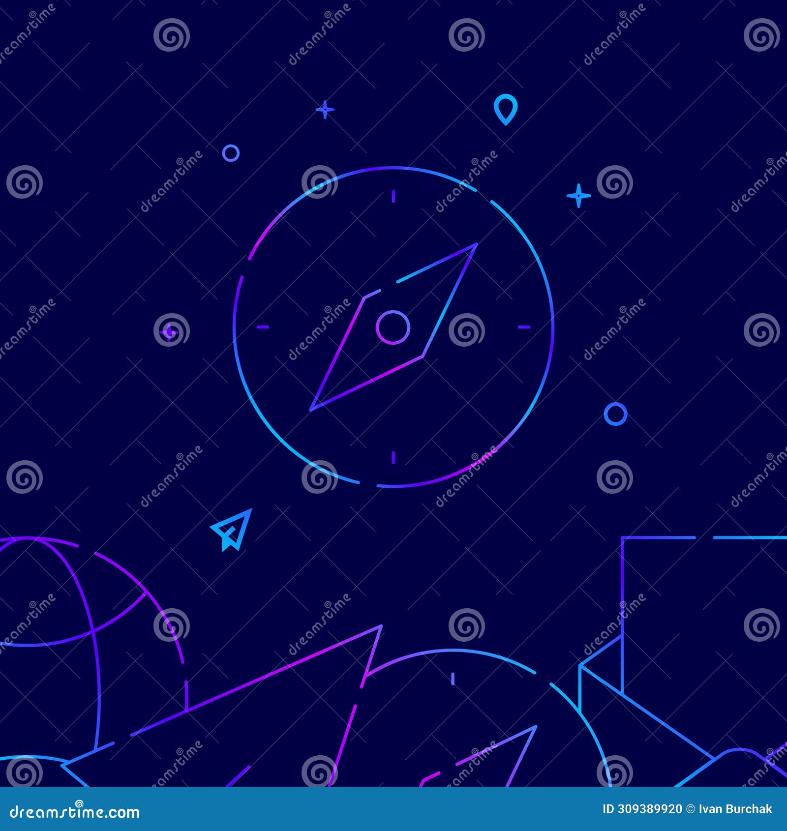 Compass, Route Gradient Line Icon, Vector Illustration Stock ...