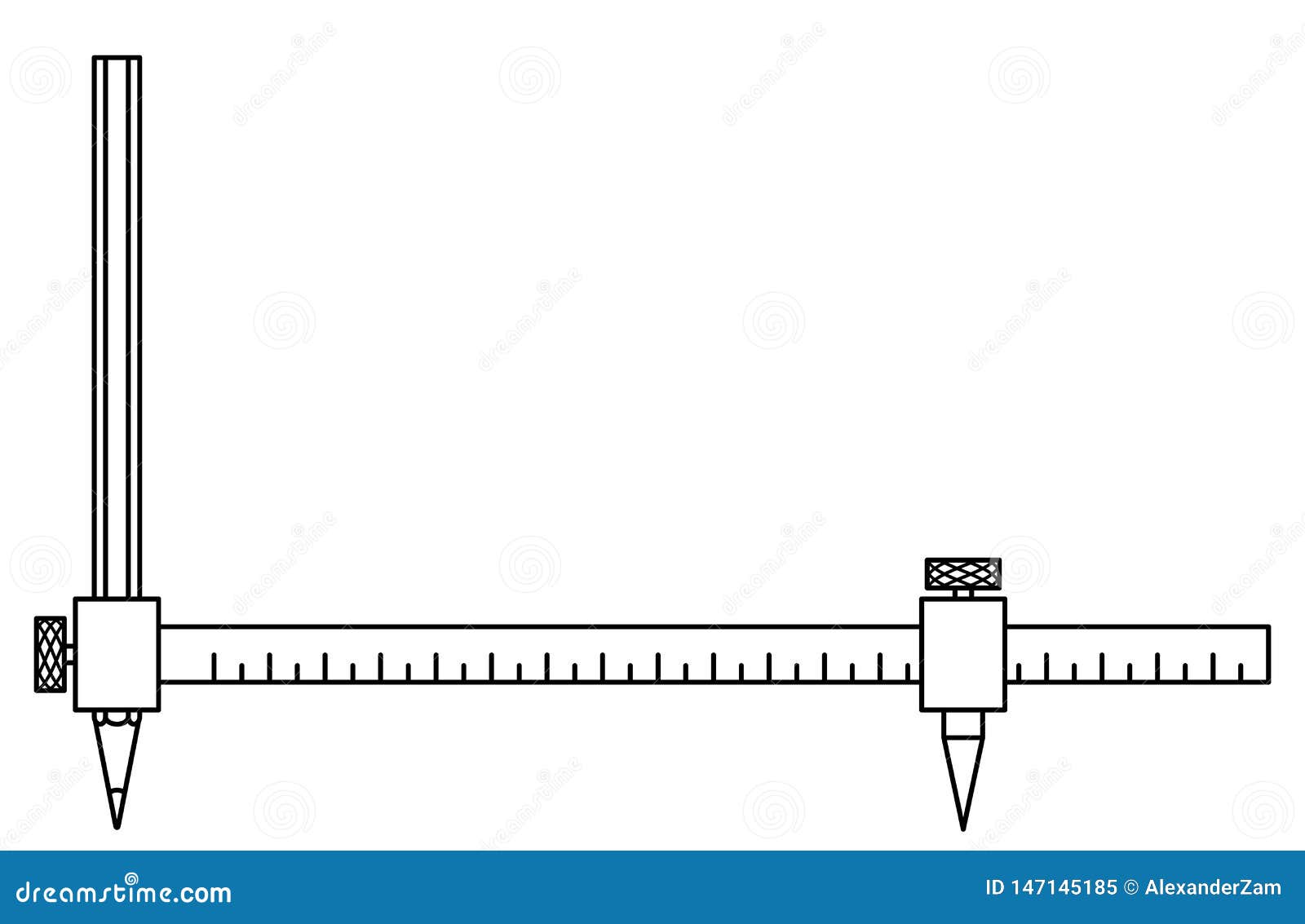 Compass with Ruler Contour Illustration Stock Vector - Illustration of ...
