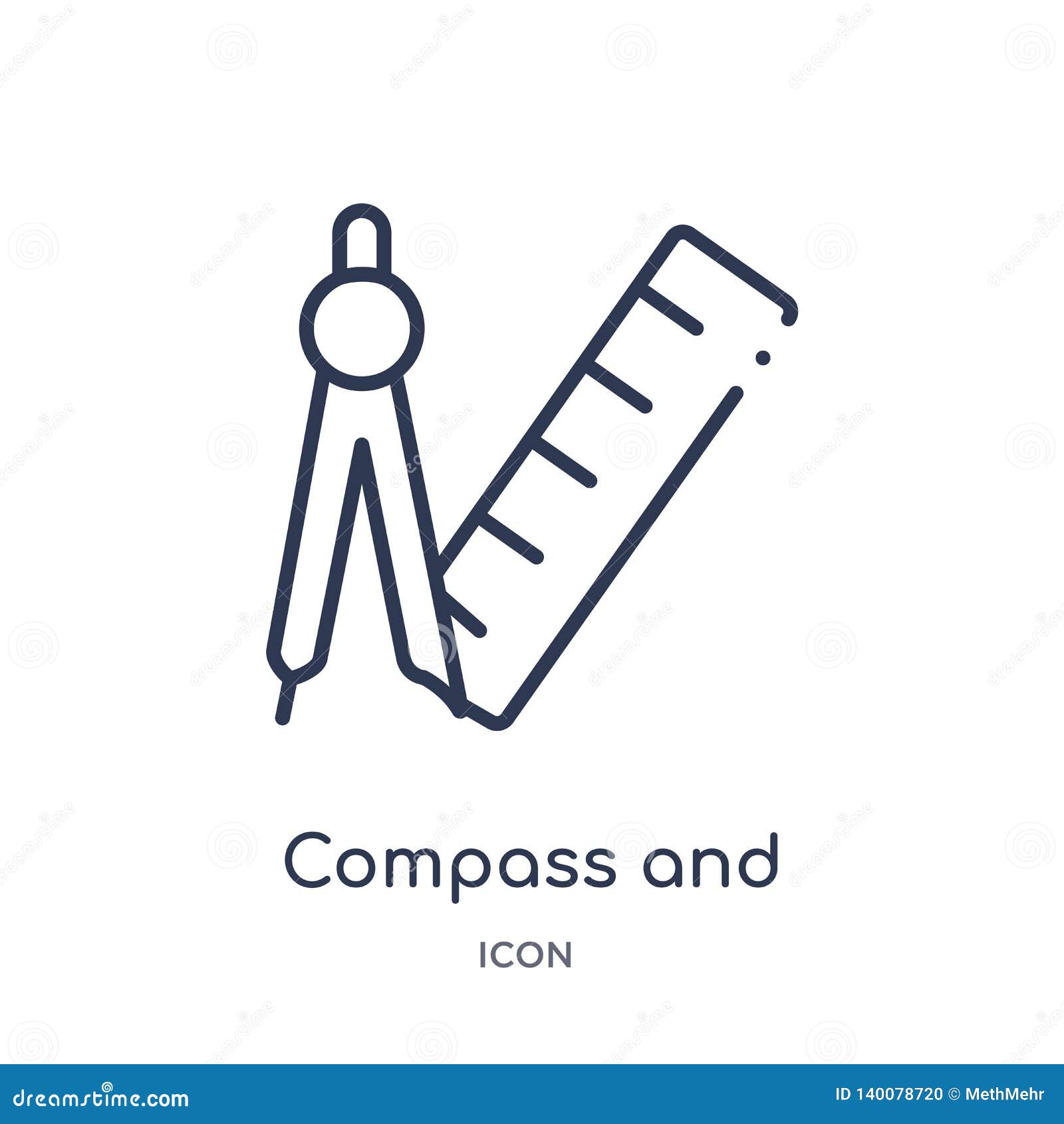 Compass and Ruler for Mathematics Icon from Tools and Utensils Outline ...