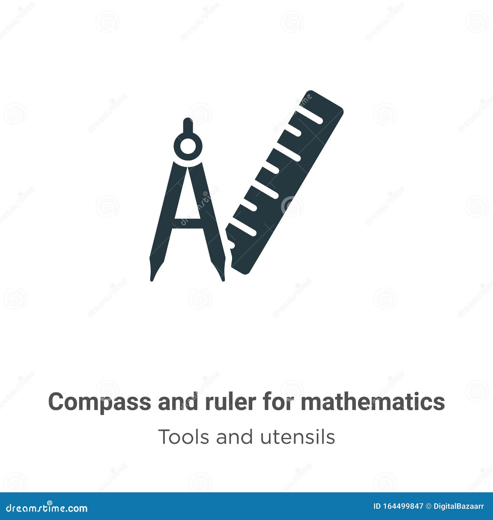 Compass And Ruler For Mathematics Vector Icon On White Background Flat Vector Compass And Ruler