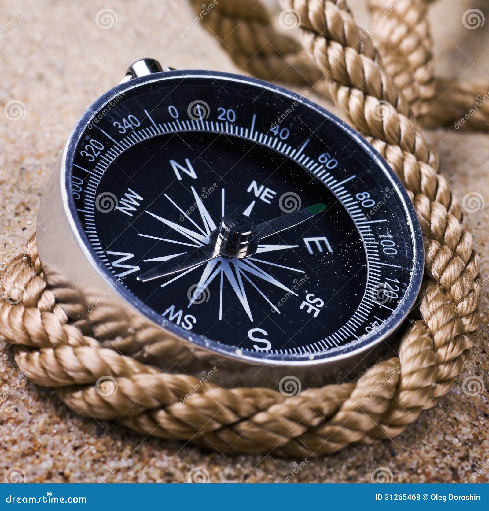 Compass in the sand stock photo. Image of geography, equipment - 31265468