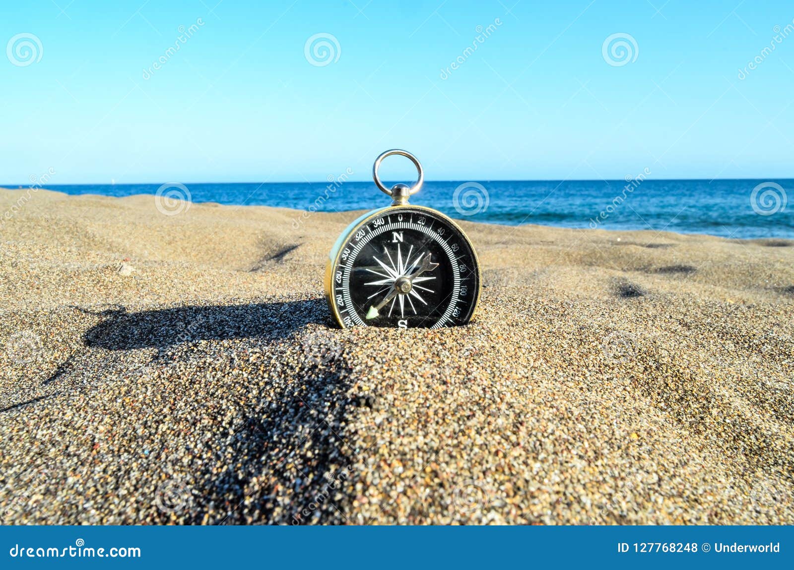 Compass on the Sand Beach stock illustration. Illustration of compass ...