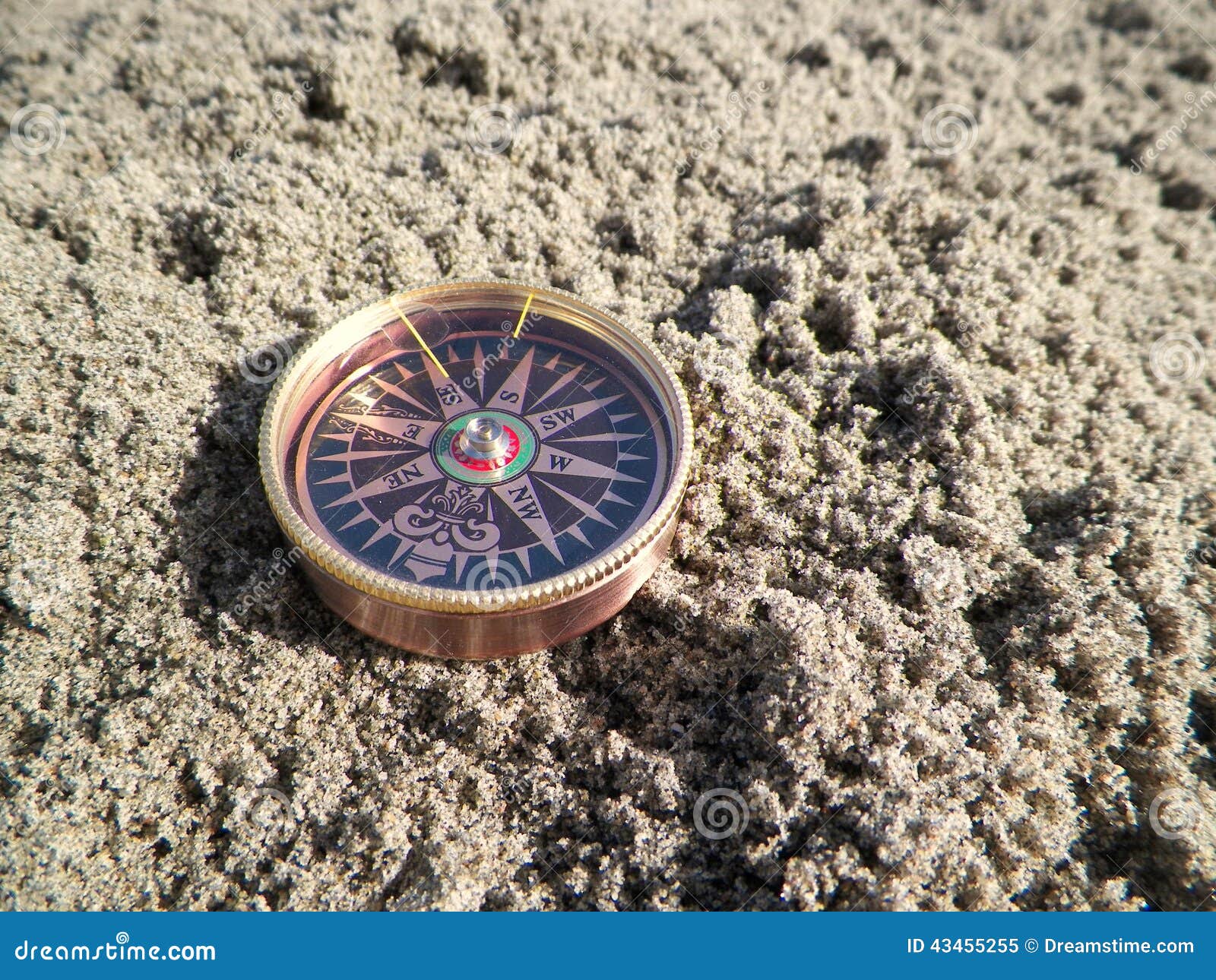 Compass in the Sand stock image. Image of close, lying - 43455255