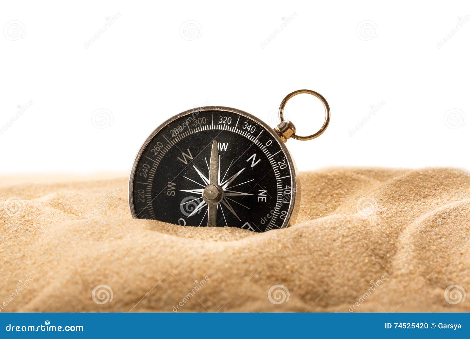 Compass in sand stock photo. Image of abstract, nature - 74525420