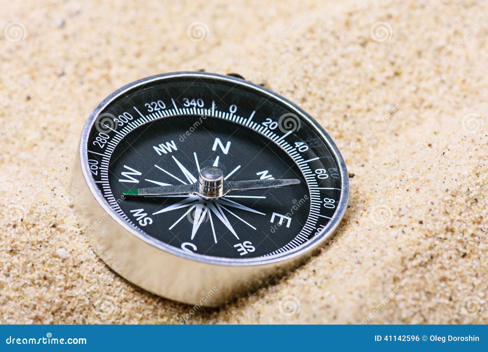 Compass In The Sand. Focus On The Compass Needle Stock Photography ...