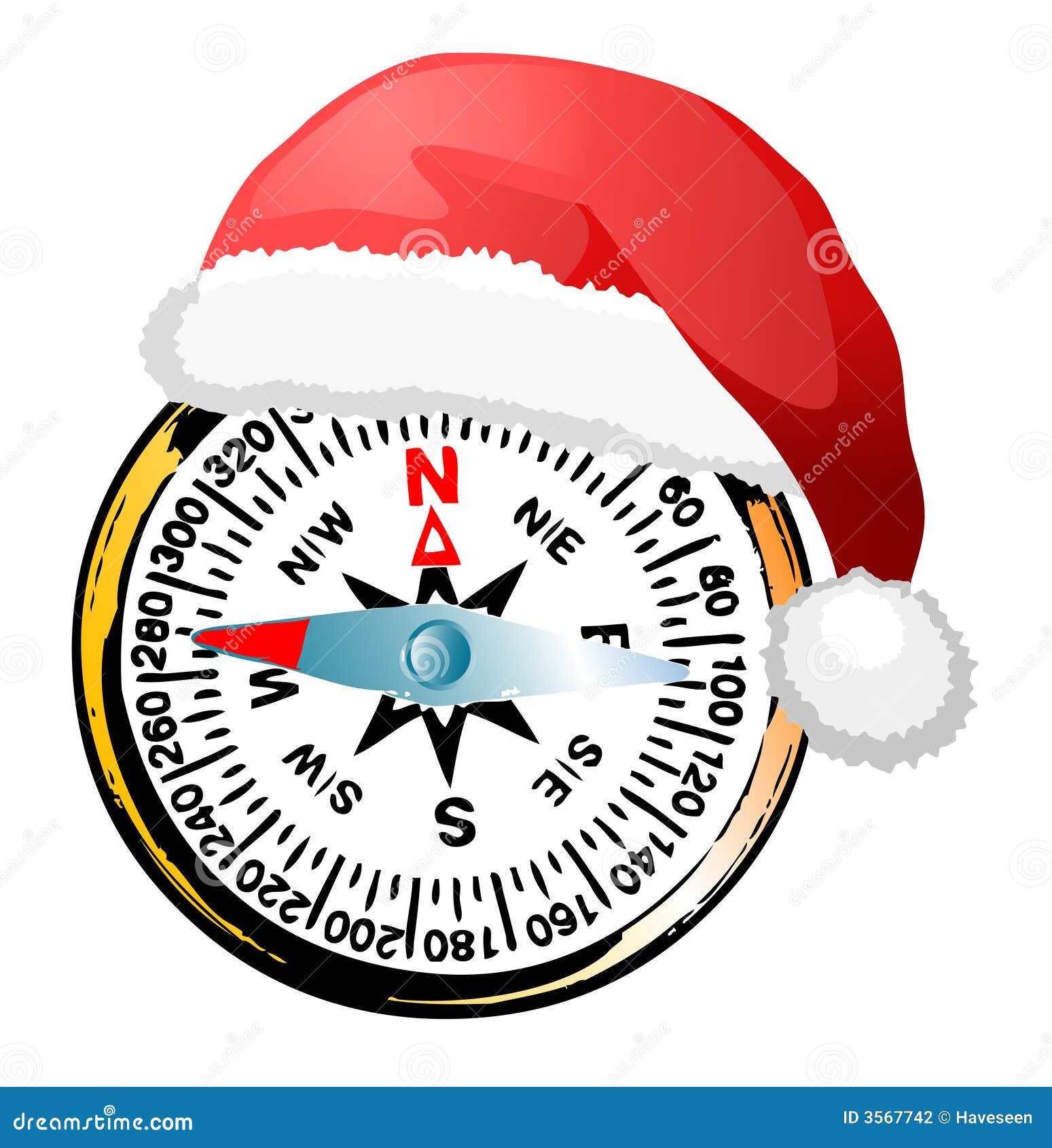 Compass in Santa s hat stock vector. Illustration of plan - 3567742