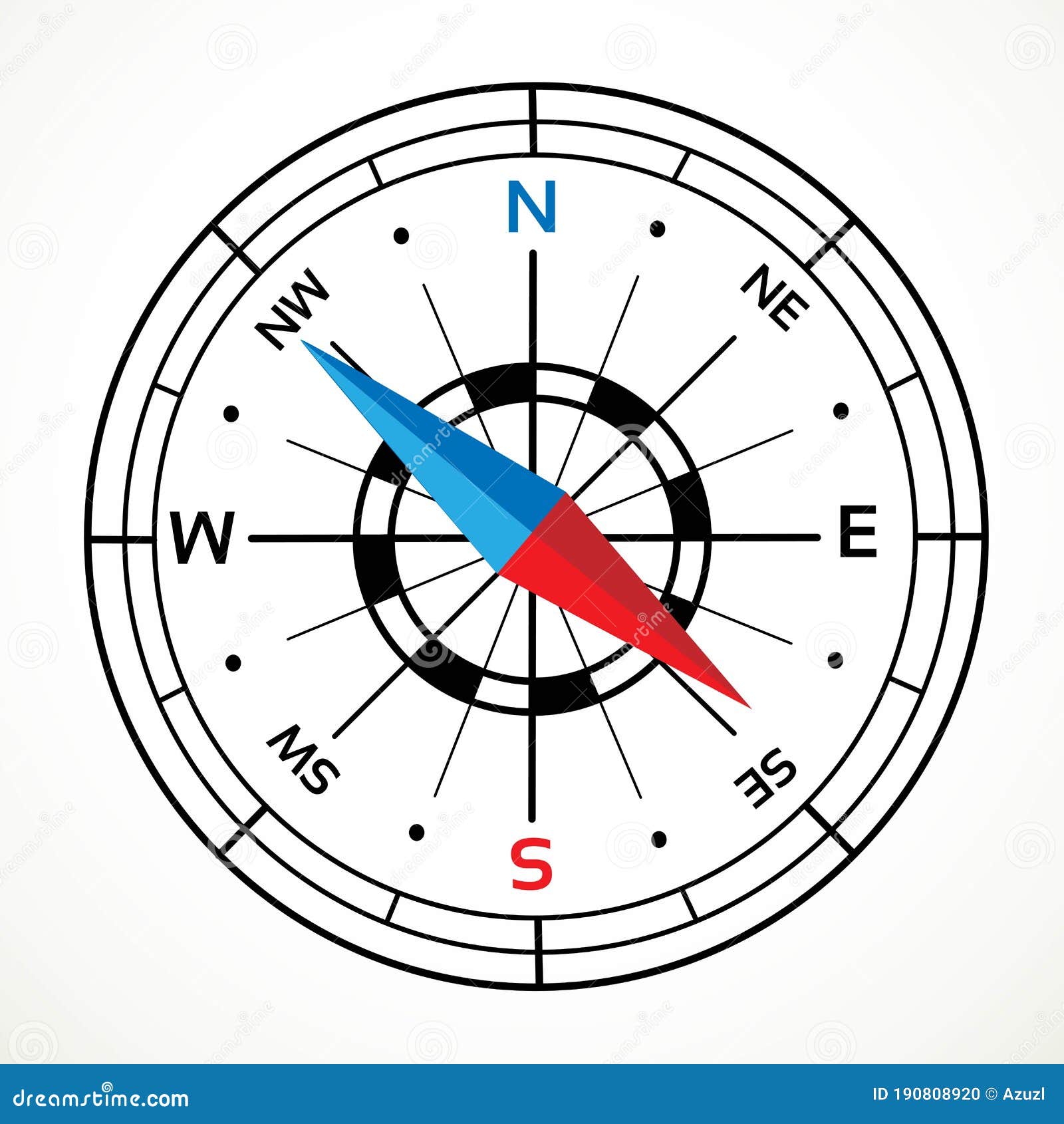 Compass Scale with Blue-red Direction Arrow Stock Vector - Illustration ...