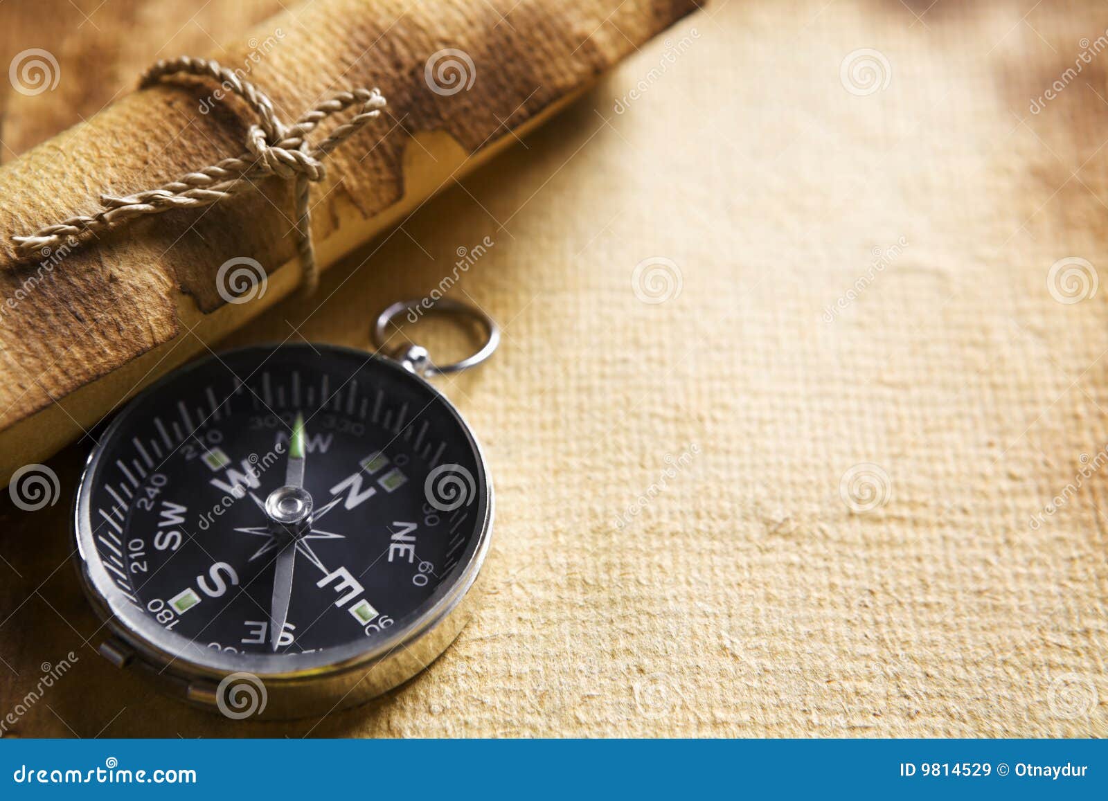 Compass and Scroll on Old Paper Stock Image - Image of paper ...