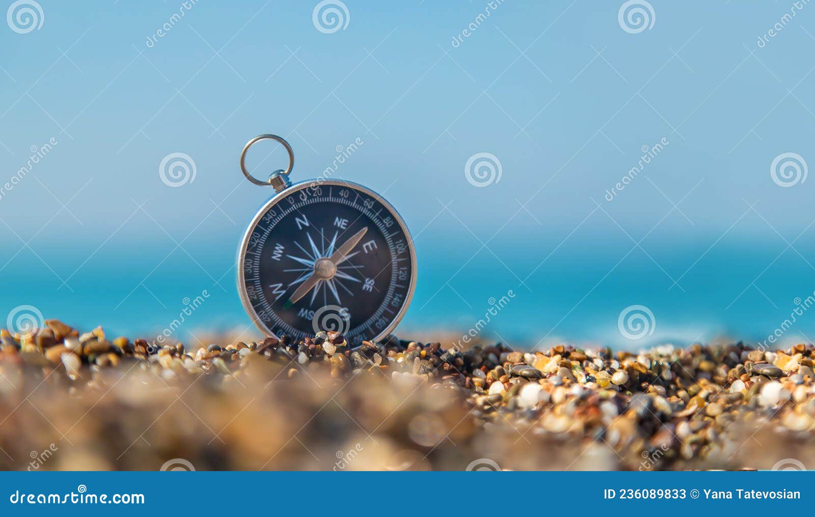 Compass on the Sea Beach. Selective Focus Stock Image - Image of ...