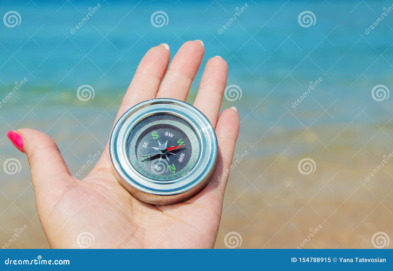 Compass on the Sea Coast. Selective Focus Stock Image - Image of ...