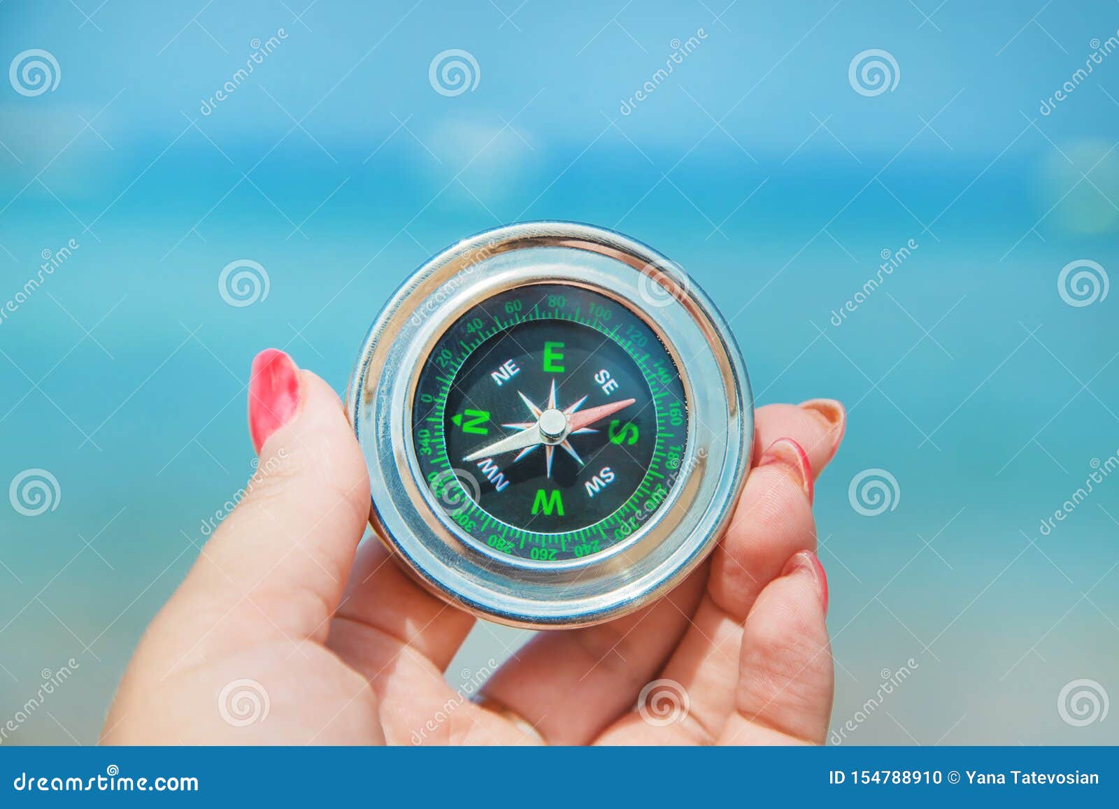 Compass on the Sea Coast. Selective Focus Stock Photo - Image of angle ...
