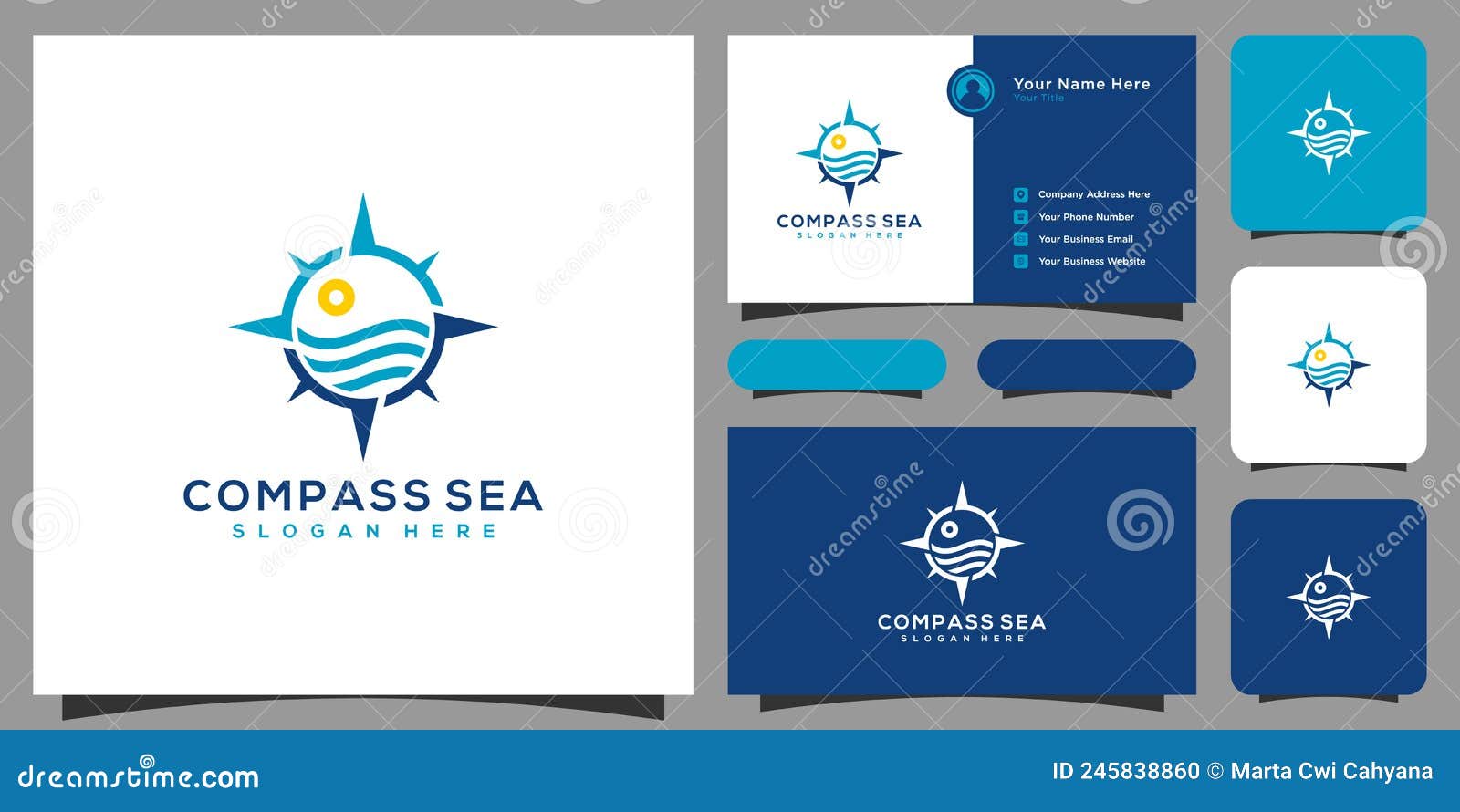 Compass and Sea Logo Vector Design Stock Vector - Illustration of river ...