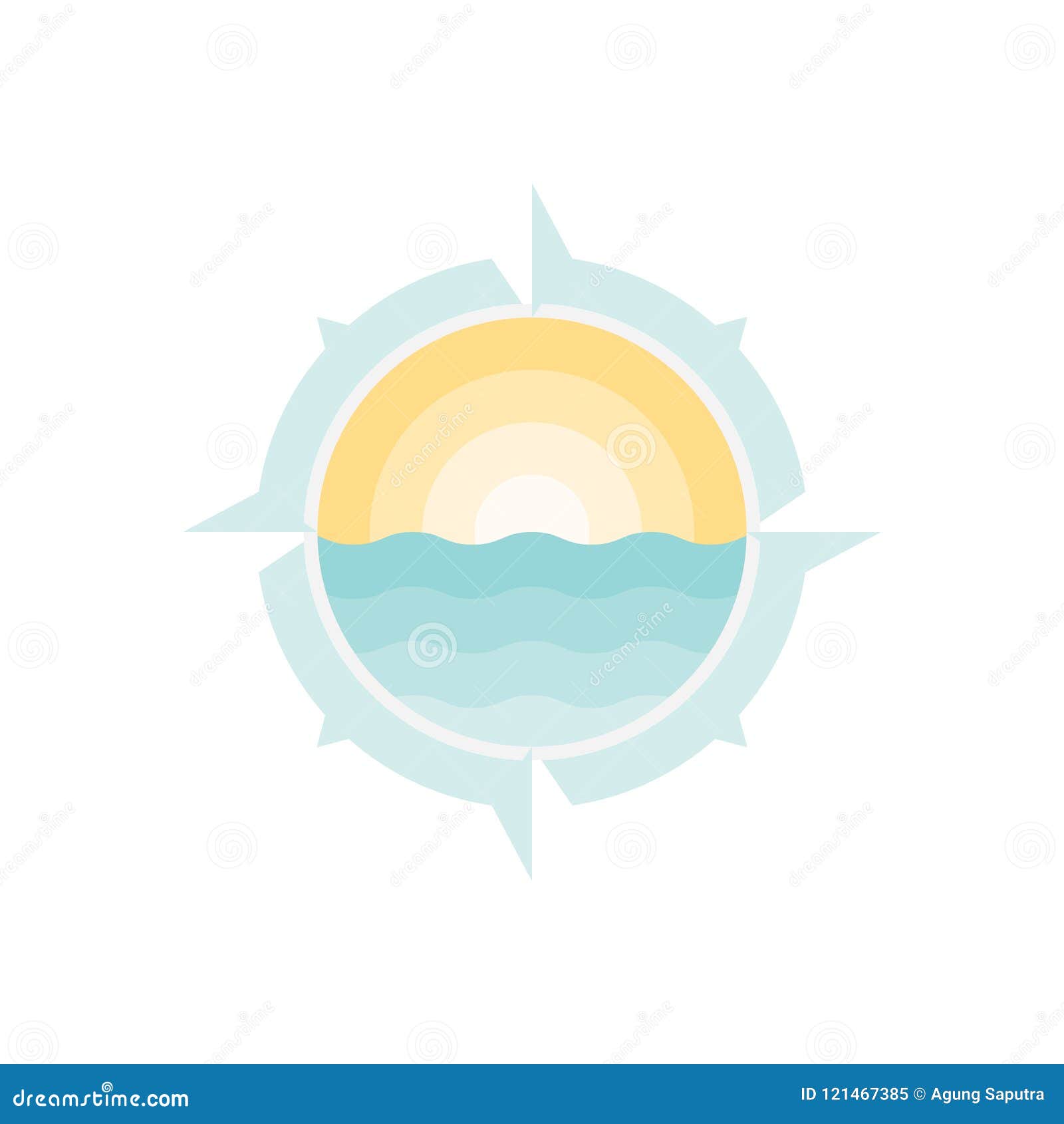 Compass and Sea Logo Vector Design Template Stock Vector - Illustration ...