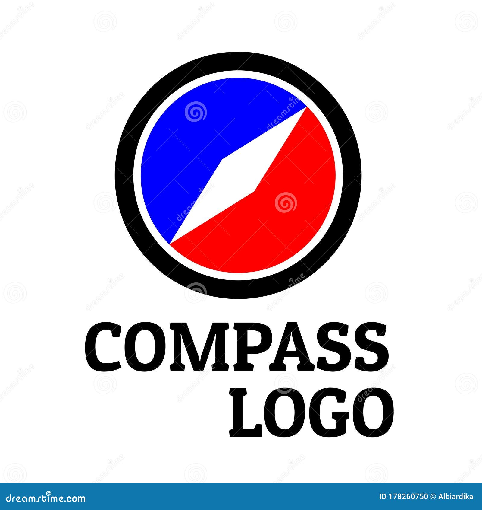 Circle Compass Navigation Blue Red Logo Design Illustration Stock ...