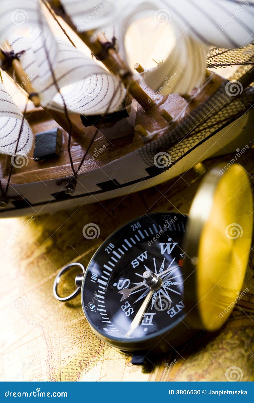 Compass on and ship stock photo. Image of continent, compasses - 8806630