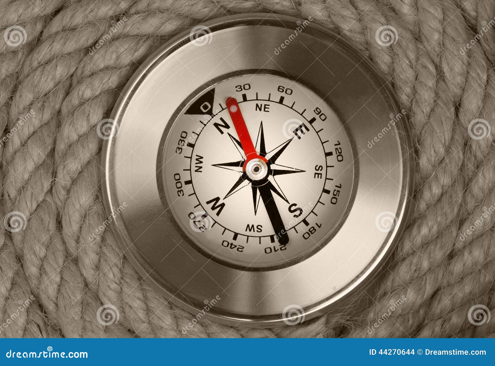 Compass at Ship Ropes Background. Stock Photo - Image of close ...