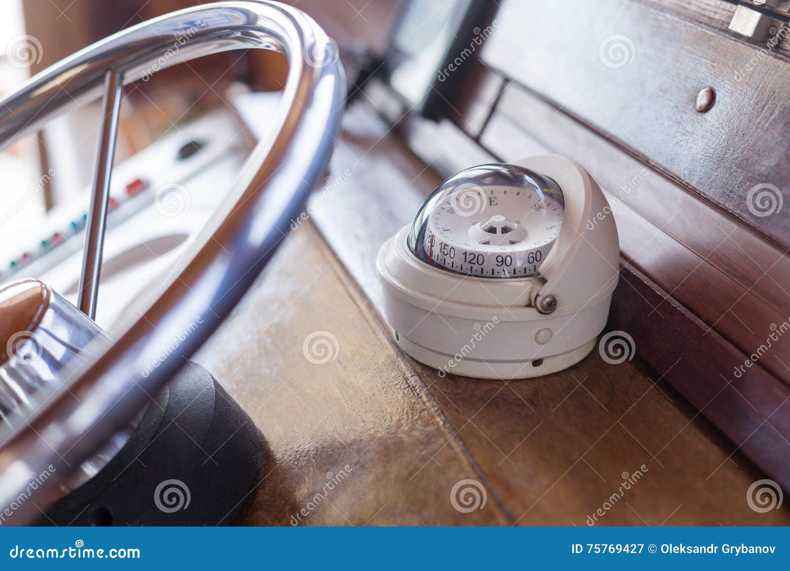 Compass on the ship stock image. Image of direction, cruise - 75769427