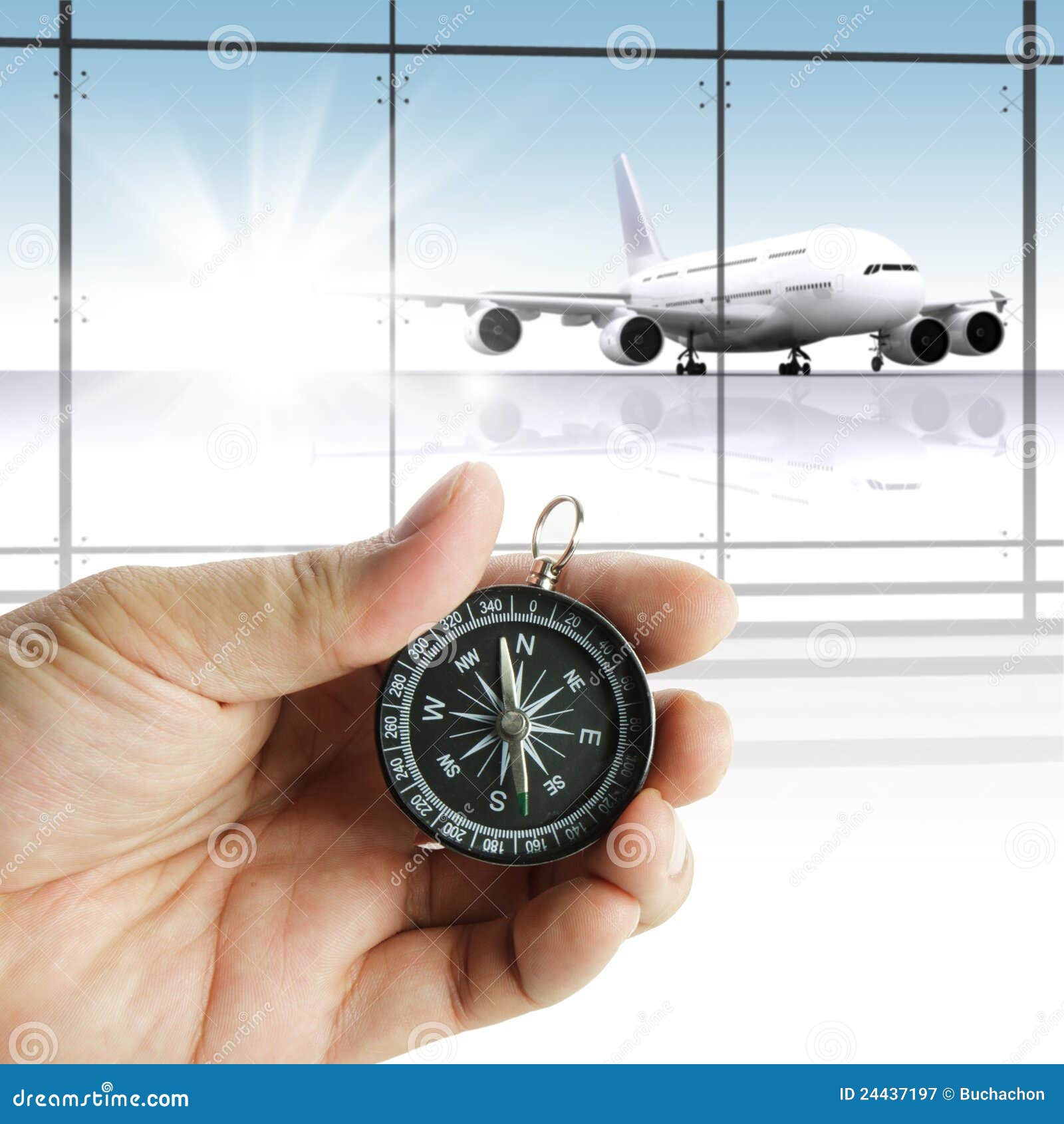 Compass Showing The Right Direction Stock Image Image Of Airport Blue 24437197