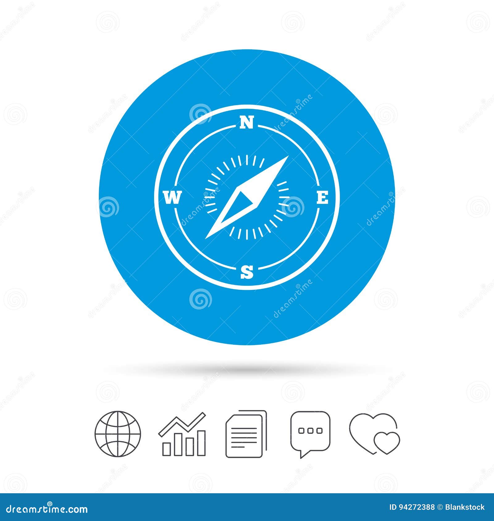 Compass Sign Icon. Windrose Navigation Symbol Stock Vector ...