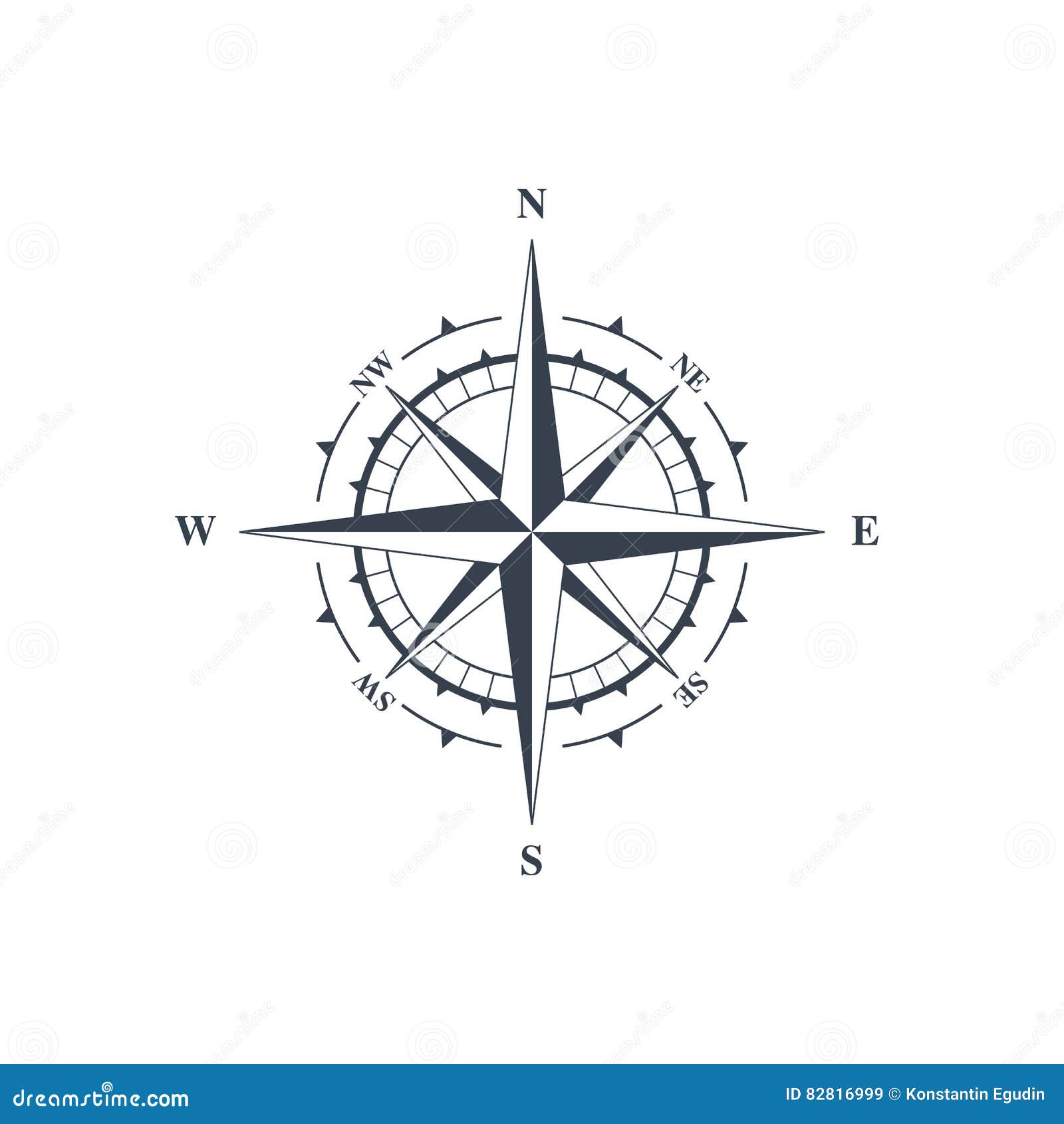 Compass Sign. Wind Rose Hand Sketch Symbol. Navigation Icon Royalty ...