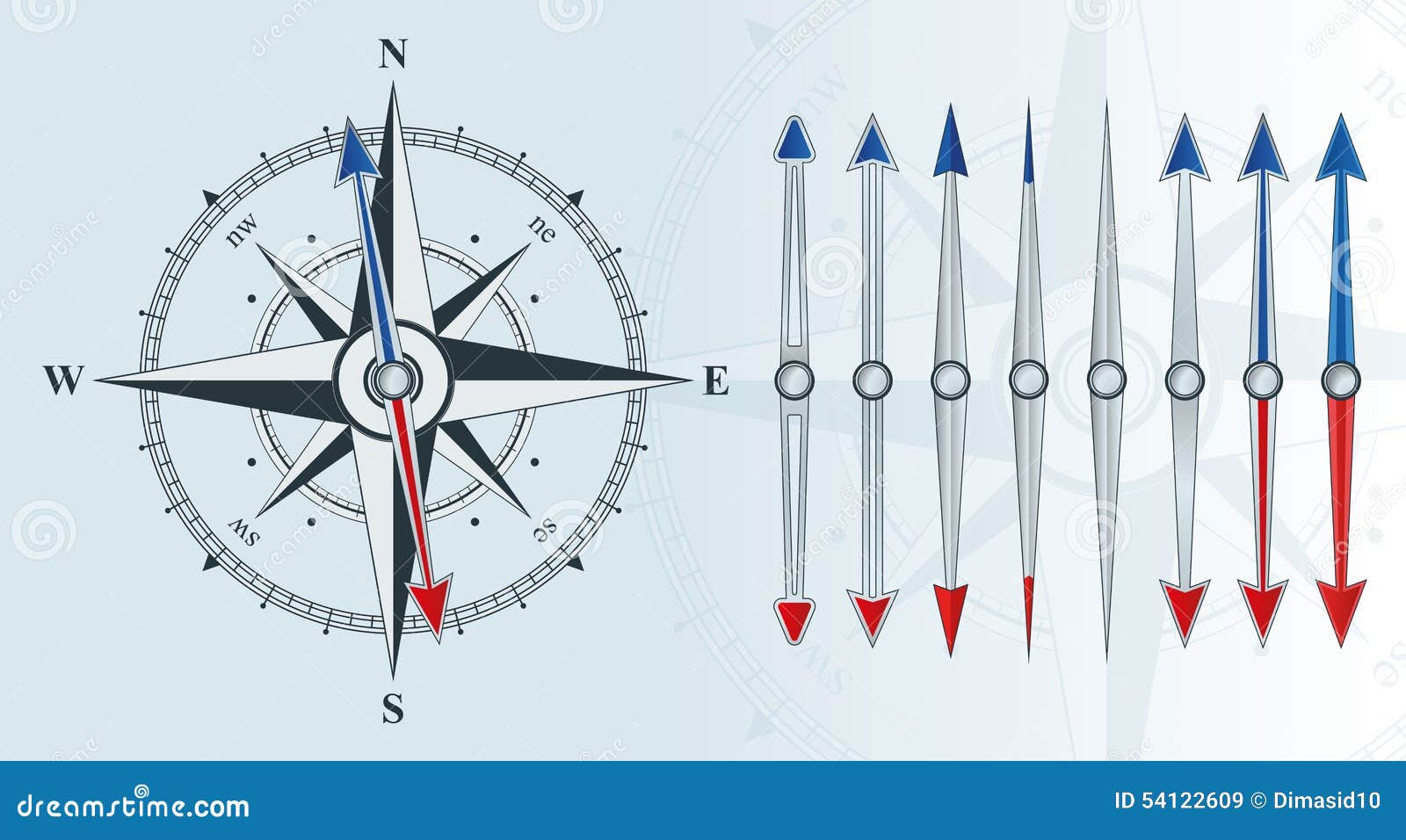 Compass with Similar Arrows Stock Vector - Illustration of exploration ...