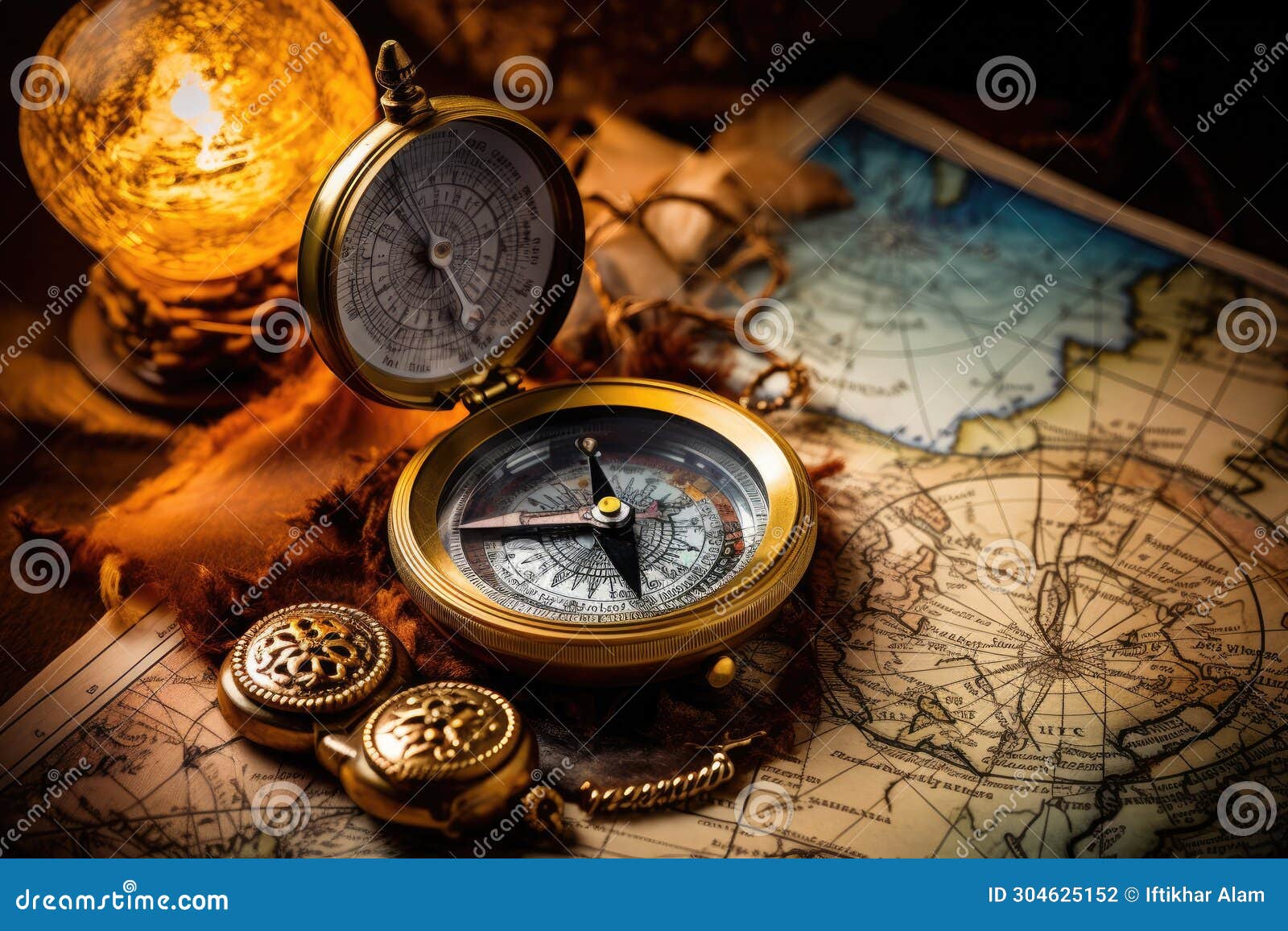 A Compass Sits on Top of a Map, Providing a Navigational Tool for ...