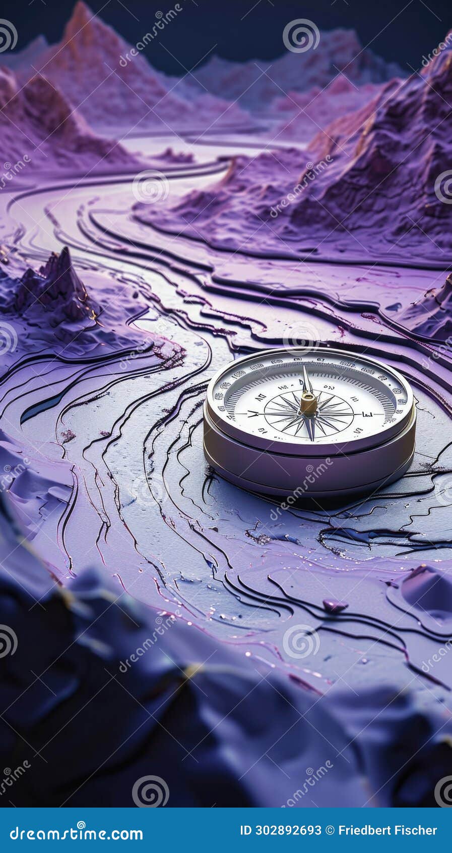 A Compass Sitting on Top of a Purple Surface. Cchoosing Direction in ...