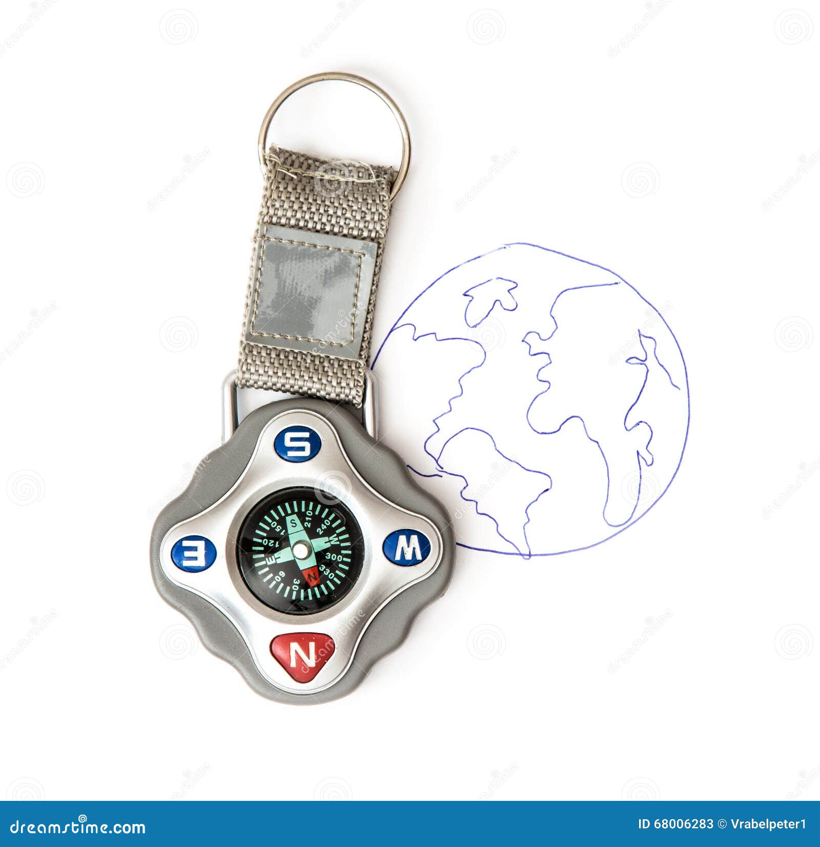 Compass and Sketch of the Earth, Travelling Theme Stock Illustration ...