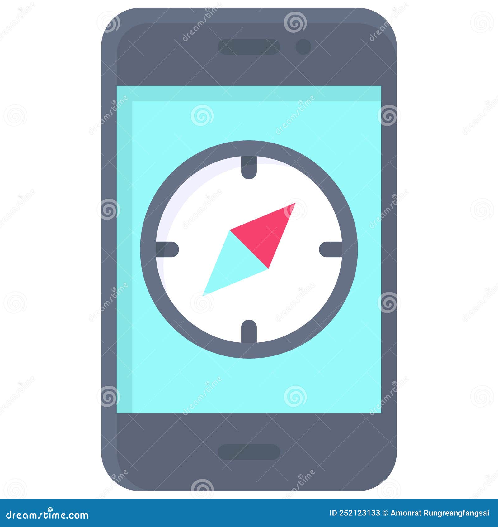 Compass on Smartphone Icon, Location Map and Navigation Vector Stock ...
