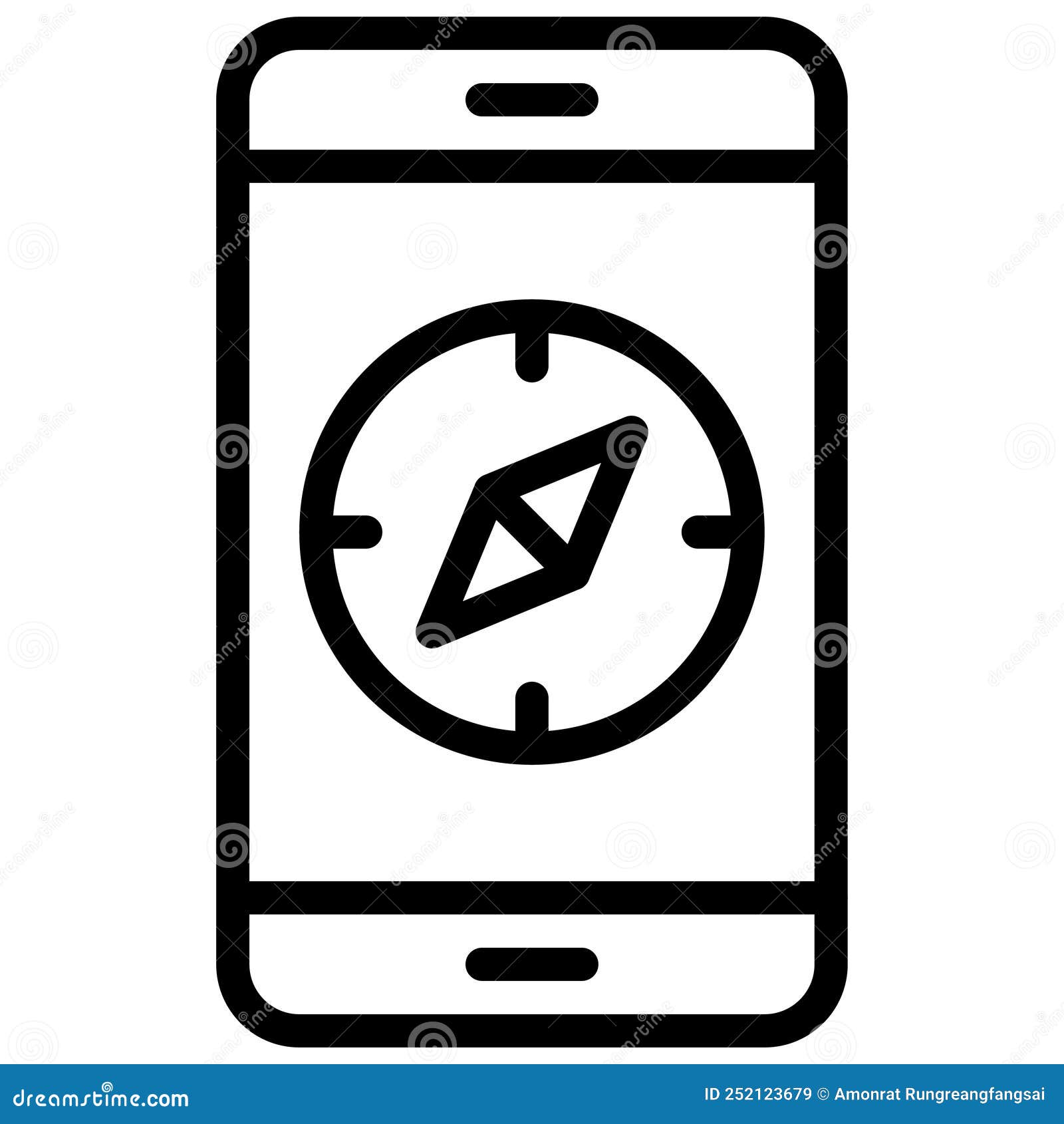 Compass on Smartphone Icon, Location Map and Navigation Vector Stock ...