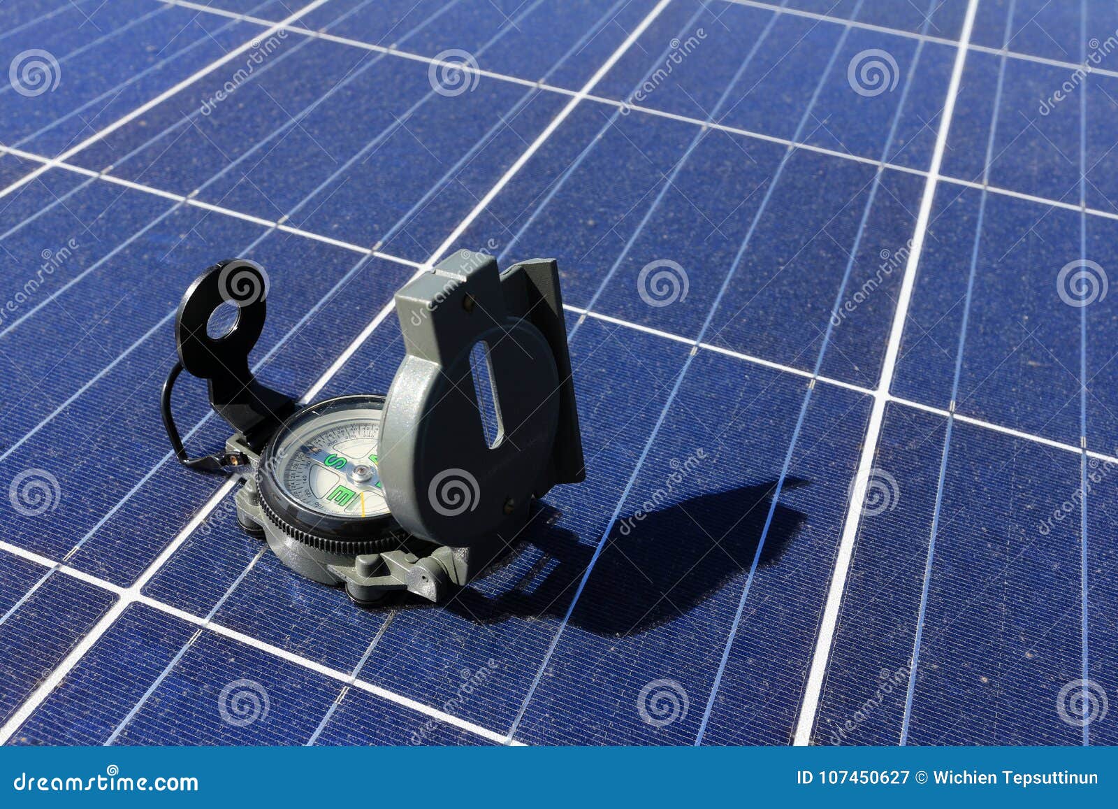 Compass on Solar Panel Importance of Direction Concept Stock Image ...