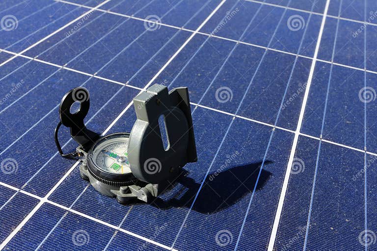 Compass on Solar Panel Importance of Direction Concept Stock Image ...
