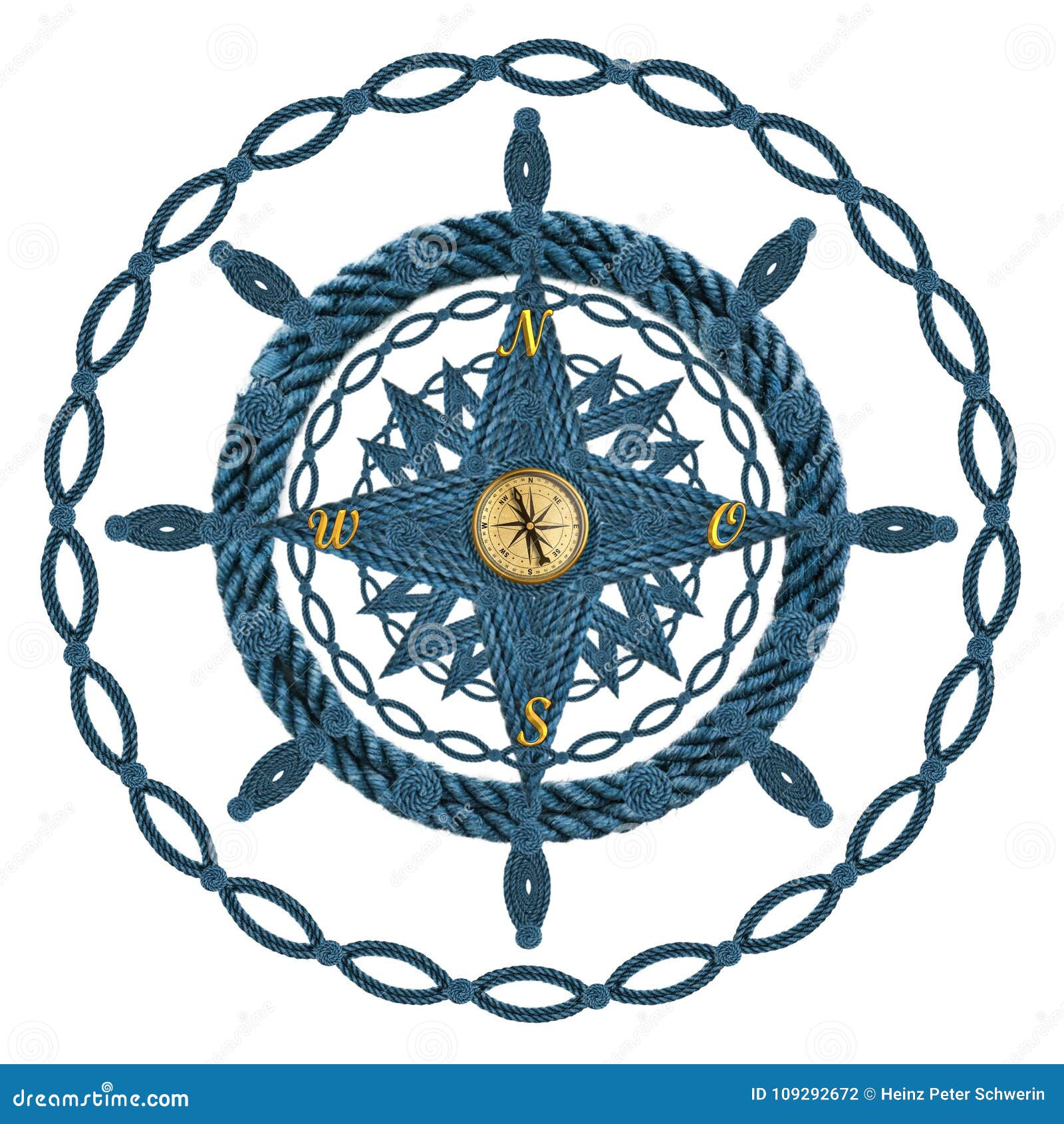 Compass Steering Wheel and Anchor Stock Photo - Image of sails ...