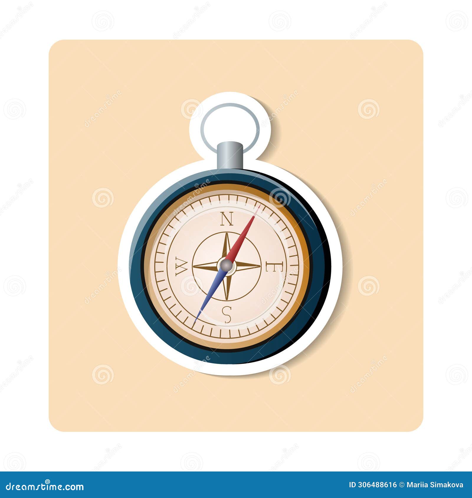 Compass Sticker Illustration. Device, Arrow, Rose, Round. Editable ...