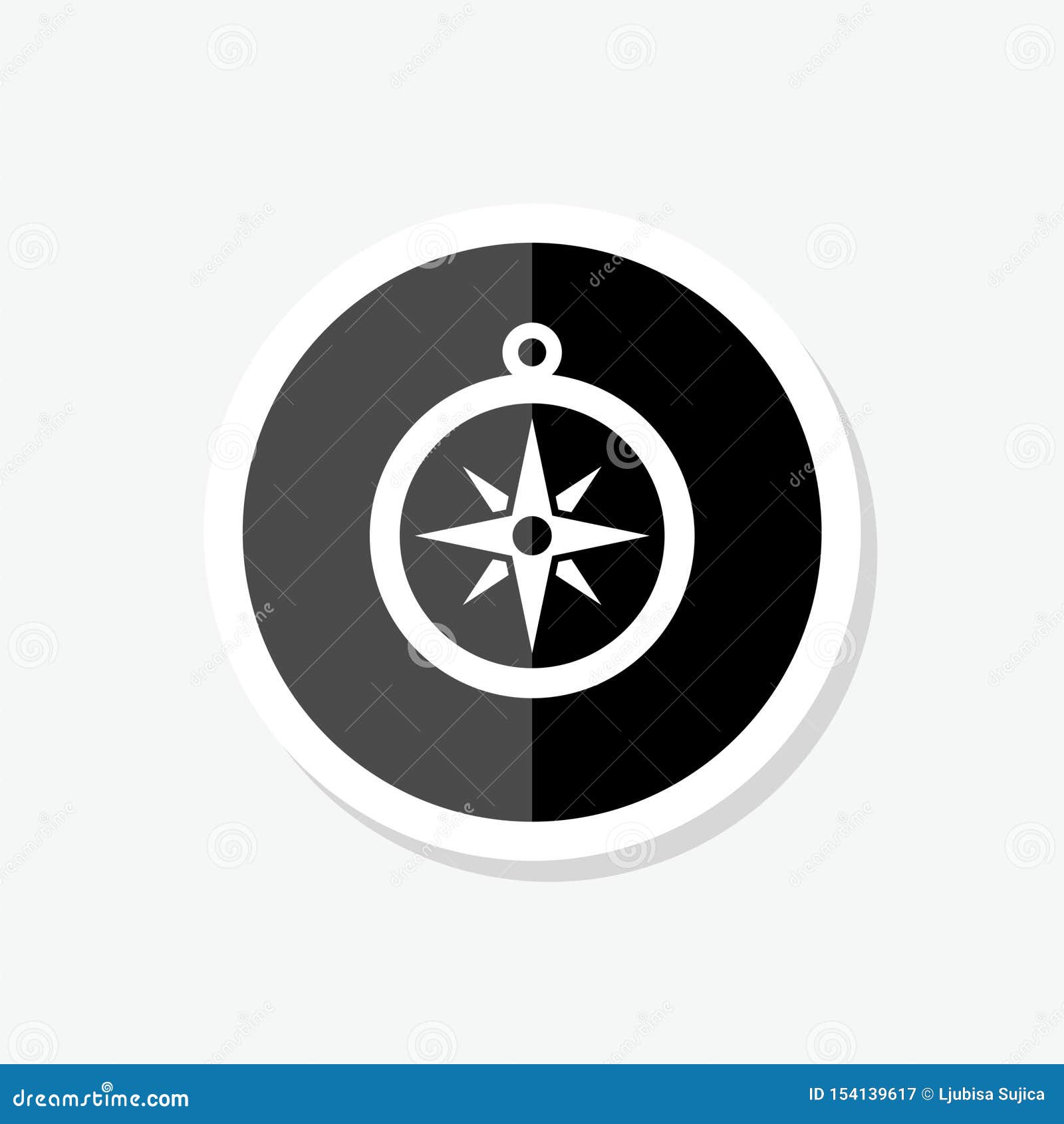Compass Sticker on White Background. Compass Icon in Modern Design ...