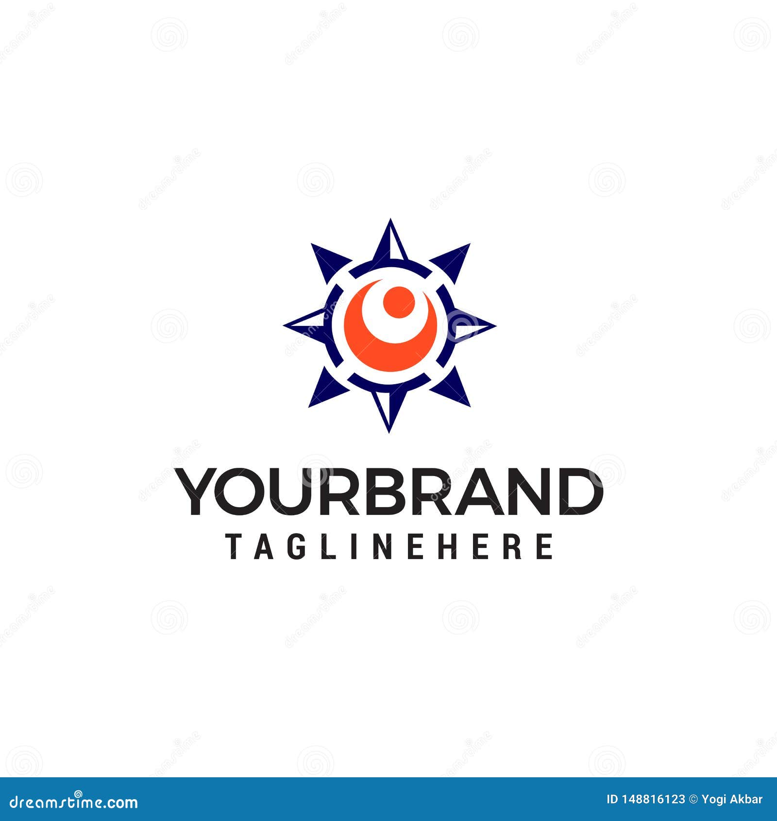 Compass Sun Logo Design Concept Template Stock Vector - Illustration of ...