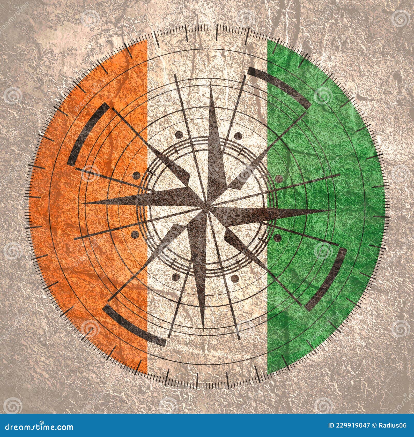 Compass Symbol on Geometry Pattern and National Flag Stock Illustration ...