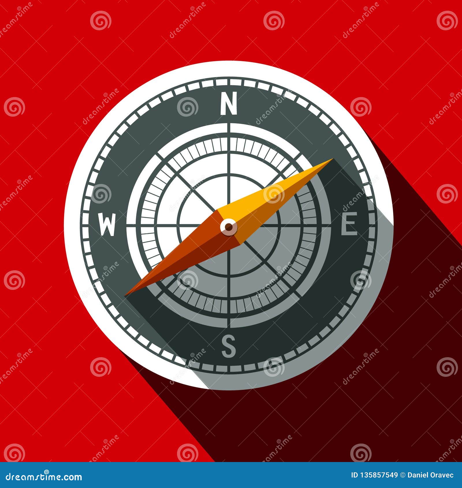Compass Symbol. Long Shadow Flat Design Icon Stock Vector ...