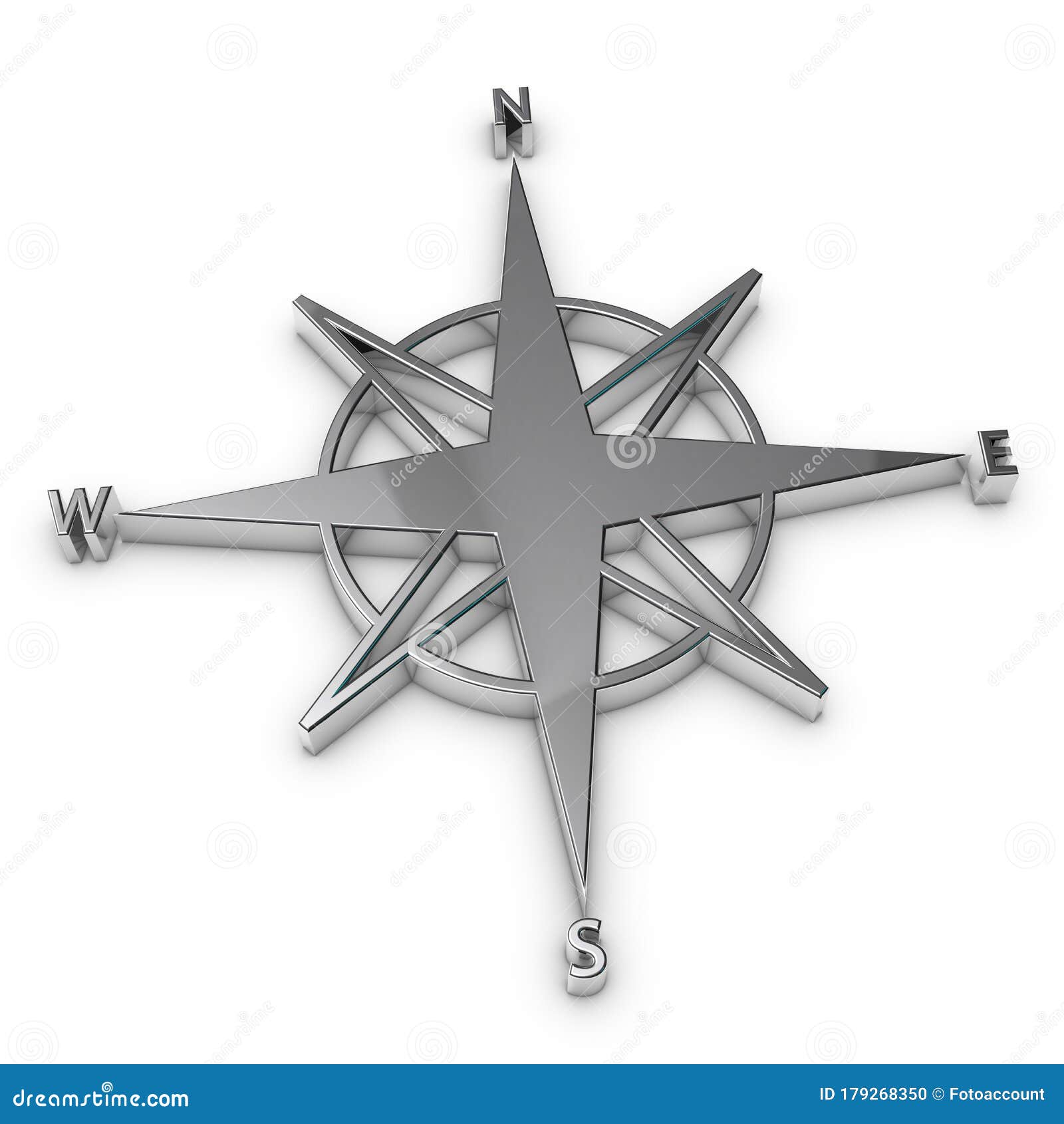 Compass Symbol - Silver Metallic 3D Illustration - Isolated on White ...