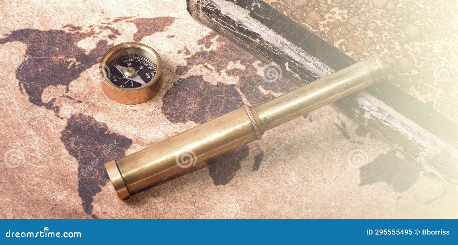 Compass, Telescope and the Book Stock Image - Image of west ...