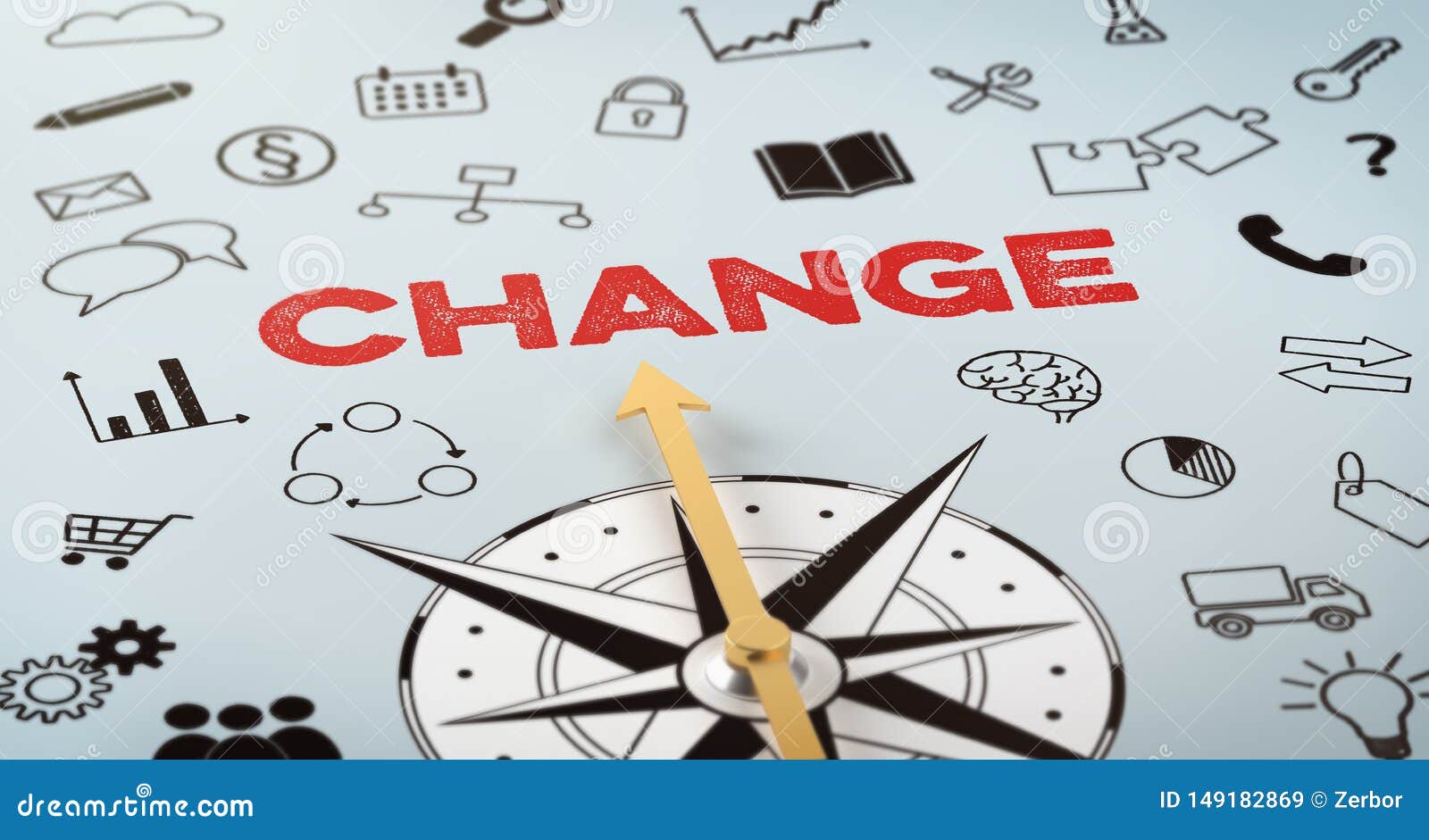 A Compass with Text and Icons - Change Stock Illustration ...