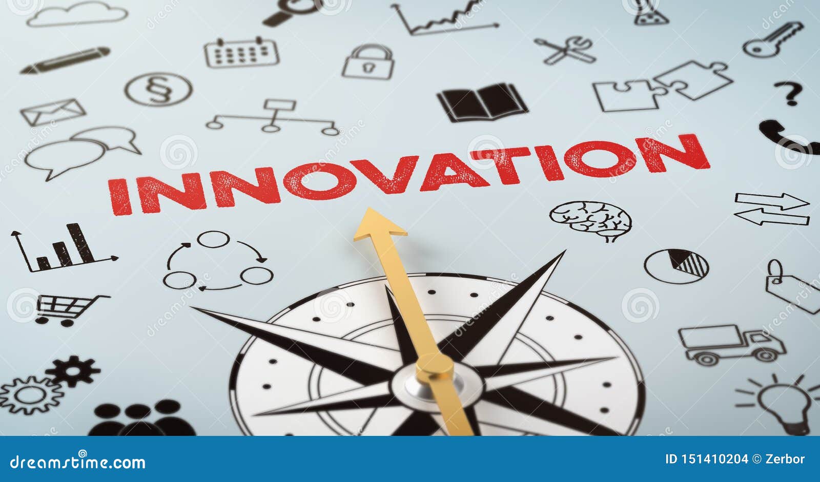 A Compass with Text and Icons - Innovation Stock Photo - Image of ...